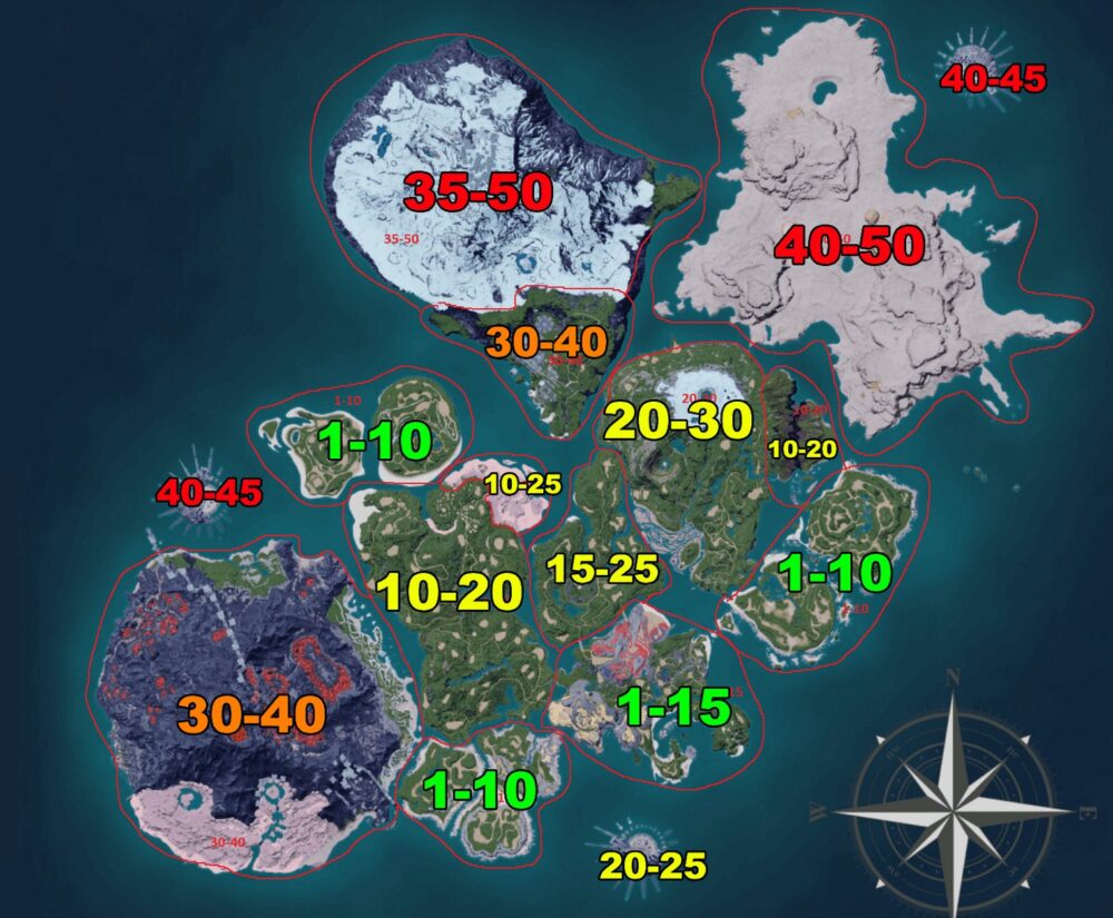 World map area level zones | Palworld Pal
